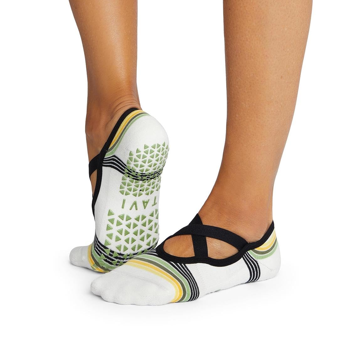 TAVI NOIR Women’s Non-Slip Socks 2 pack -Grip Barre, Dance, Yoga Socks, Ebony & Stone, Medium