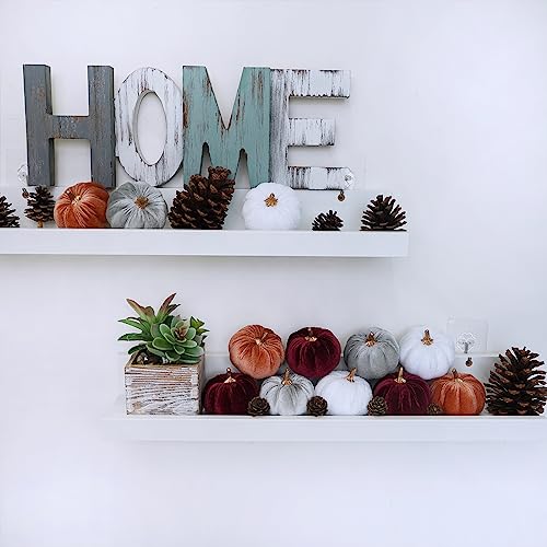 Winlyn 12 Pcs Assorted Small Faux Rustic Velvet Pumpkins Decorative Fabric Pumpkins Foam Pumpkins in Burgundy Bronze Gray White 3" for Fall Wedding Halloween Thanksgiving Table Centerpiece Décor