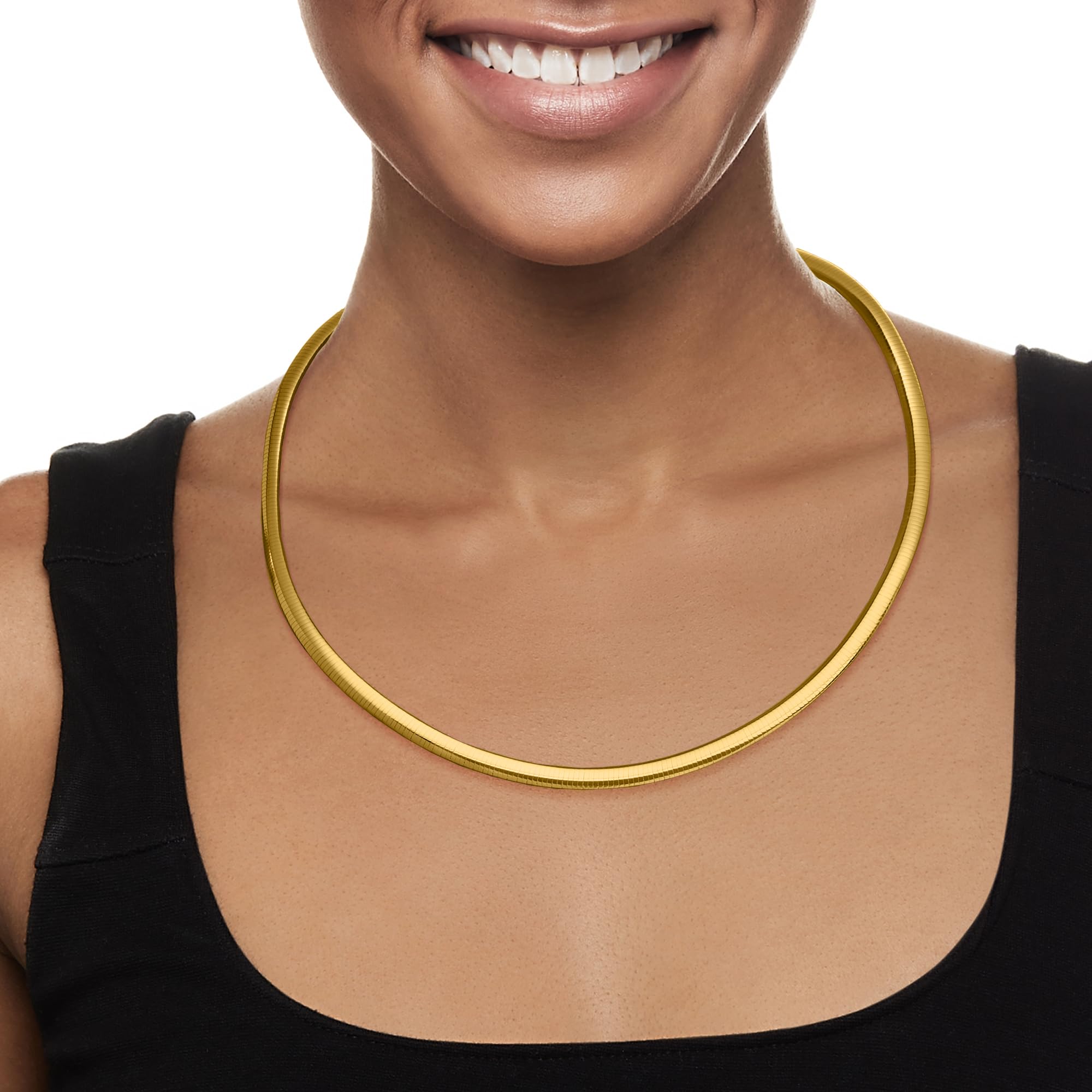 Ross-Simons Italian 6mm 18kt Gold Over Sterling Omega Necklace. 20 inches