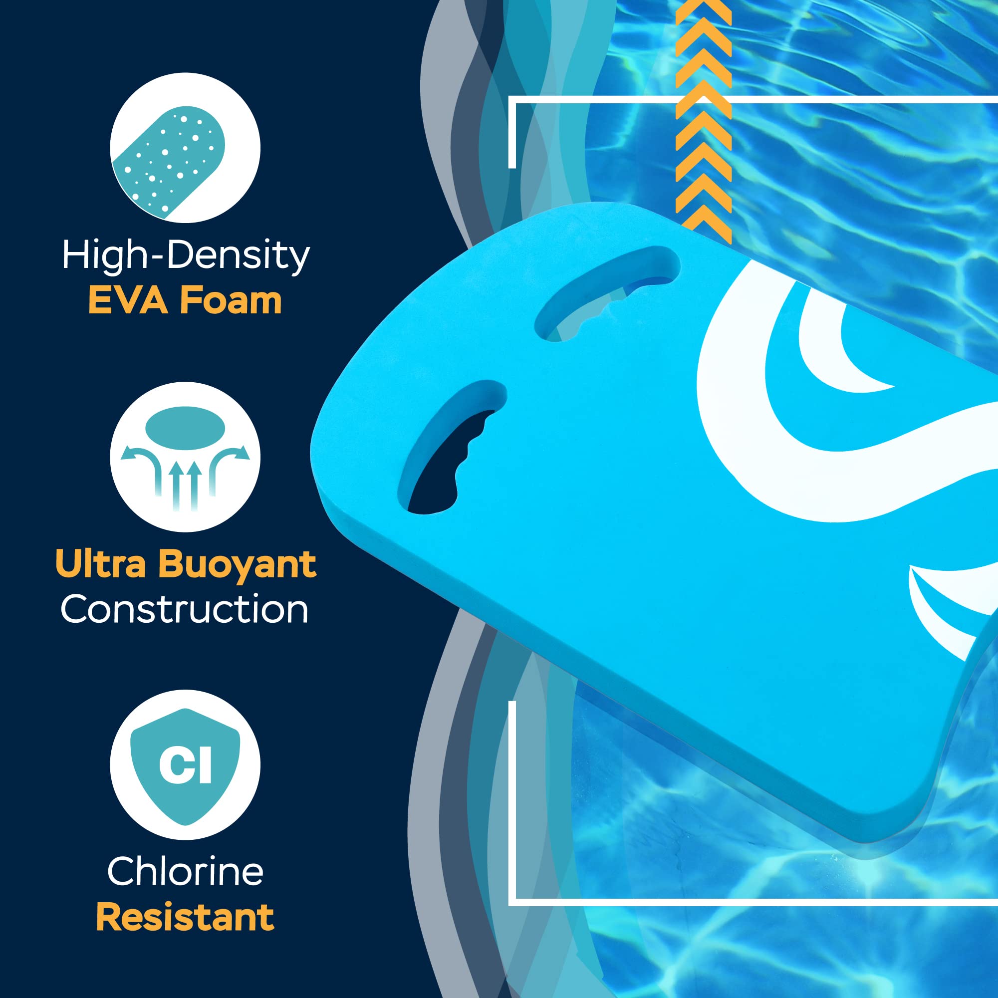 Sunlite Sports Swimming Kickboard, Training Aid Float for Swimming and Pool Exercise, Boogie Board Workout Equipment, EVA Material Swim Buoy, Multiple Sizes for Adults and Children