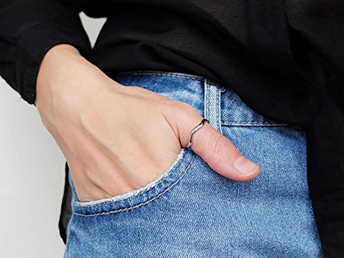 SOVATS Curved Thumb Ring for Women 925 Sterling Silver Rhodium Plated - Simple, Stylish &Trendy Nickel Free Ring, Size 8