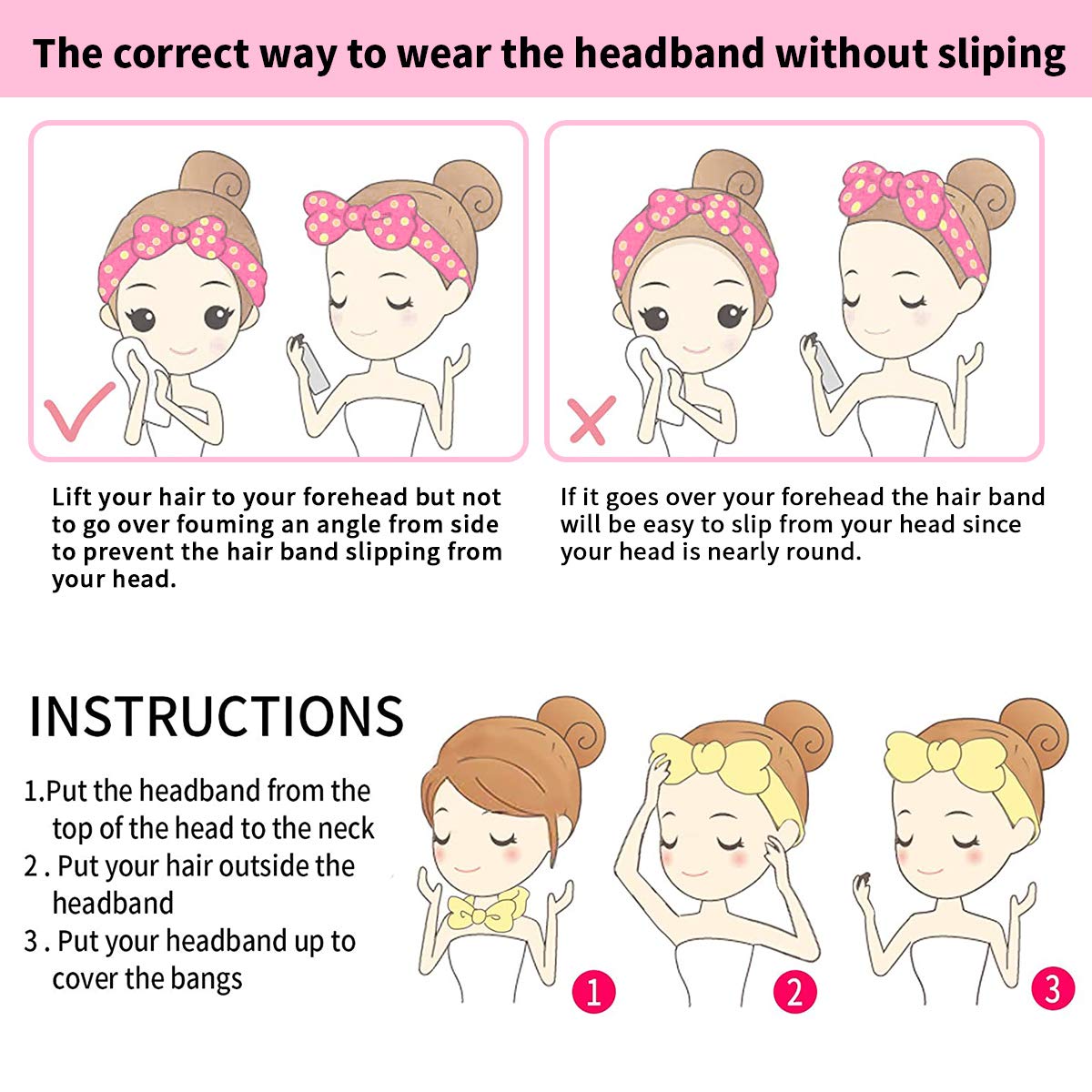 TOBATOBA Soft Bow Hair Bands - 8 Pack Fluffy Head Wraps for Skincare, Makeup or Shower, Solid Color Cute Headbands for Women