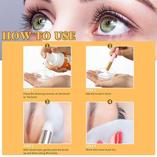 ๐ช๐๐ก๐ก๐๐ฅ ๐ฎ๐ฌ๐ฎ๐ฏ* 100ml Lash Shampoo Eyelash Extension Cleanser Kit - Oil-Free Foam, Complete Lash Care Set with Bowl, Brushes, Comb - Cluster Lash Wash & Dustcare Included