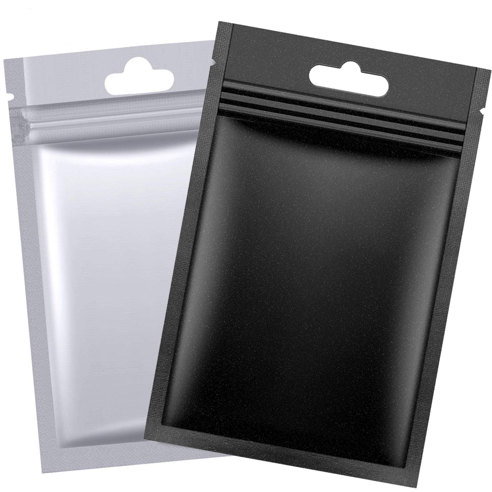 WEKOIL 100 Pack Mylar Zip Lock Bags Aluminum Foil Bags 3.5x6 Inch Sample Packaging Zipper Wrap Heat Seal Resealable Tear Notch Mylar Bags Pouch Food Storage Bags,Black