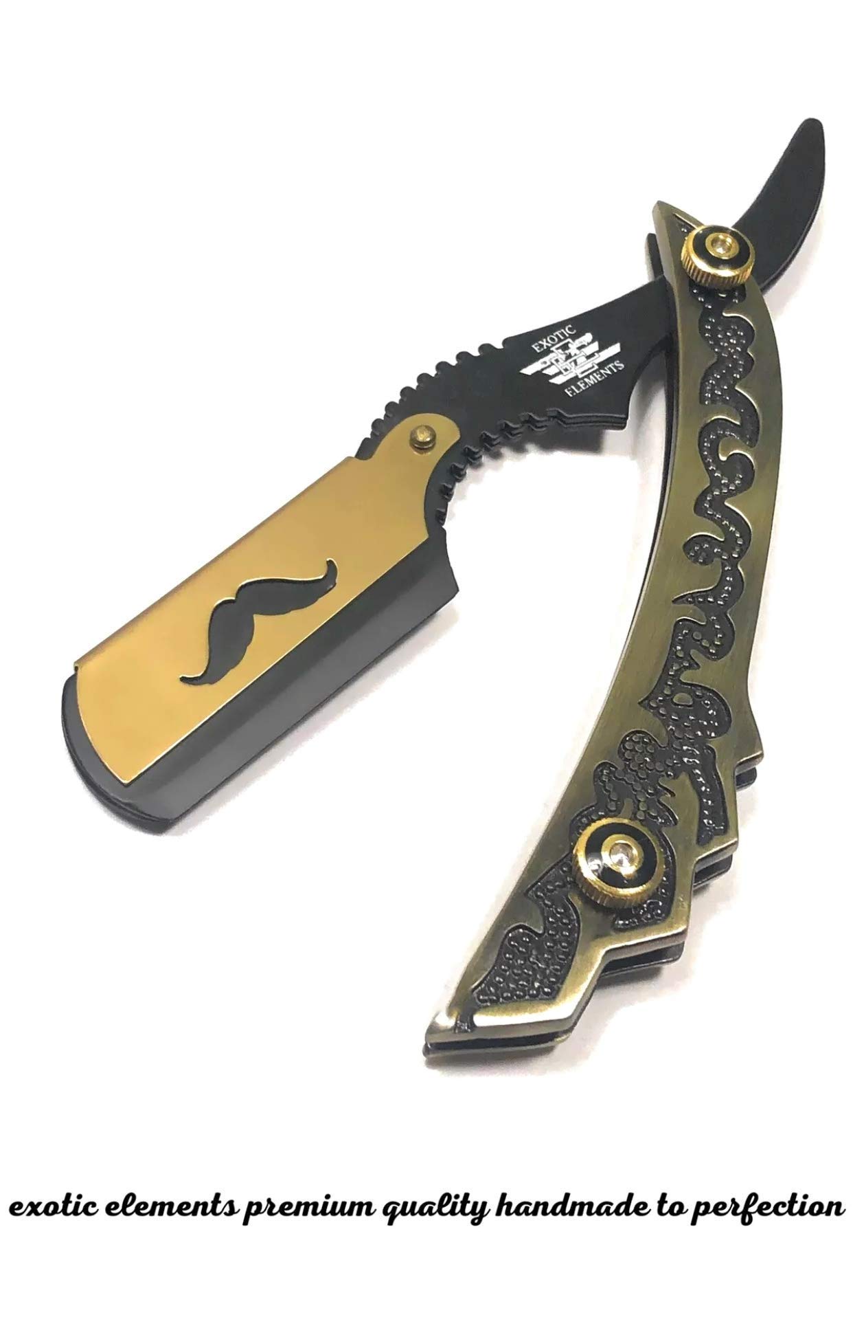 Steel Handle Straight Edge Barber Shaving Razor Limited Edition In Bronze Gold