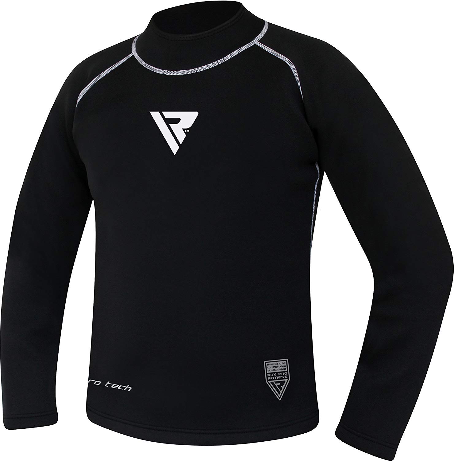RDX Neoprene MMA Compression Base Layer Rash Guard Thermal Sauna Suit Shirt Top Sweatshirts,Black,X-Large