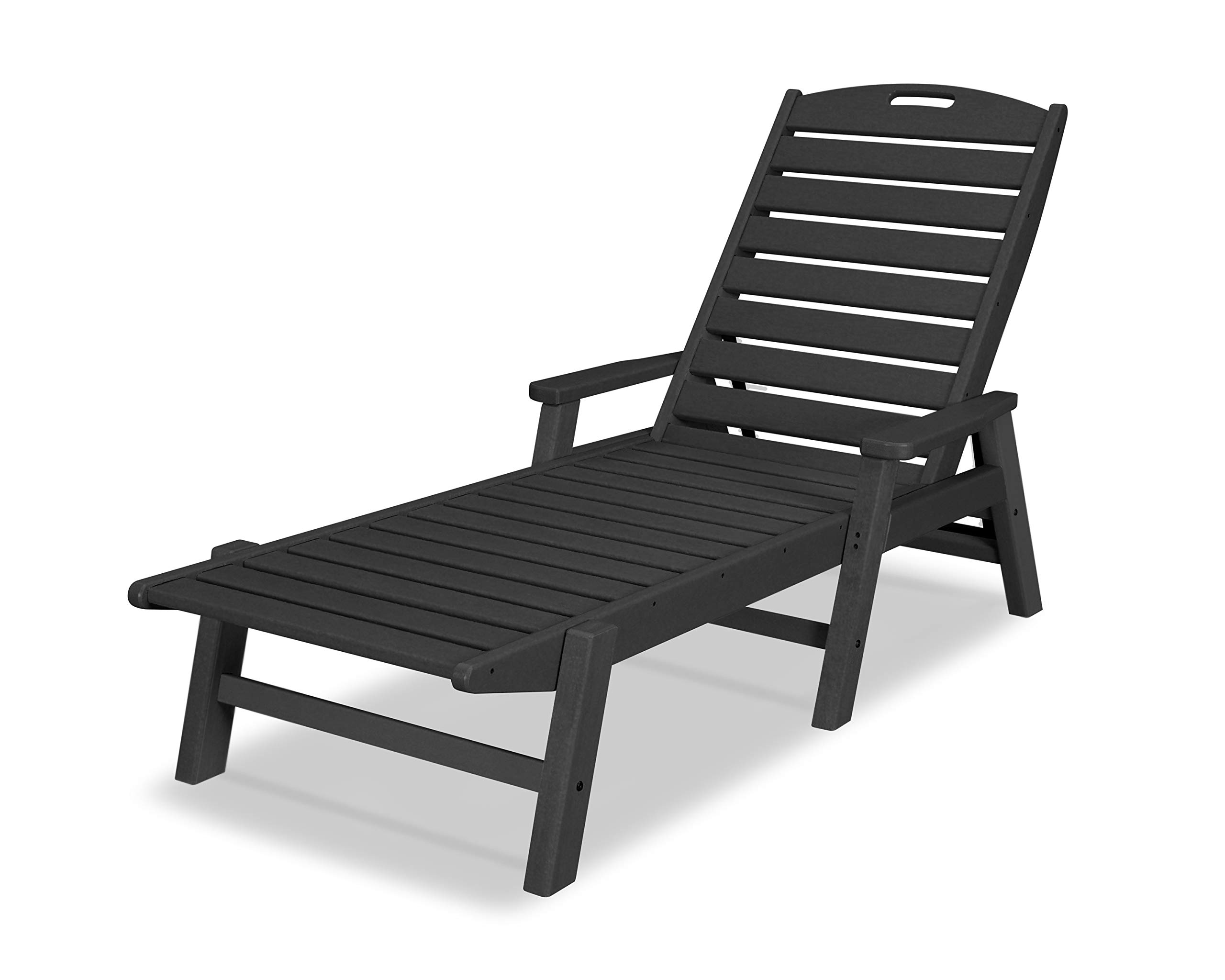 POLYWOOD NCC2280MA-P Nautical Arms Chaise, 78.5in. x 27in. x 39in, Black