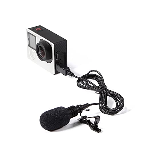 XIAOMINDIAN USB Stereo External Microphone High Fidelity Microphone for GoPro Hero 4 3 3 Plus Action Camera (Color : Black)