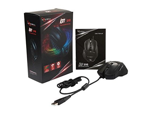 Rosewill LED Lighting Wired USB Gaming Mouse, Gaming Mice for Computer/PC/Laptop/Mac Book with 4000 DPI Optical Gaming Sensor and Ergonomic Design with 6 Buttons for Big Hand User(ION D10)