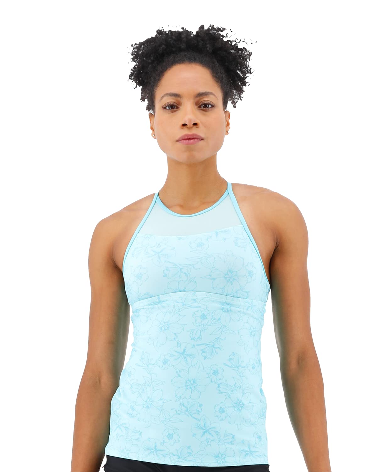 TYR Women's Standard Tessa Tankini Top for Swimming, Yoga, Fitness, and Workout, Teal, Large