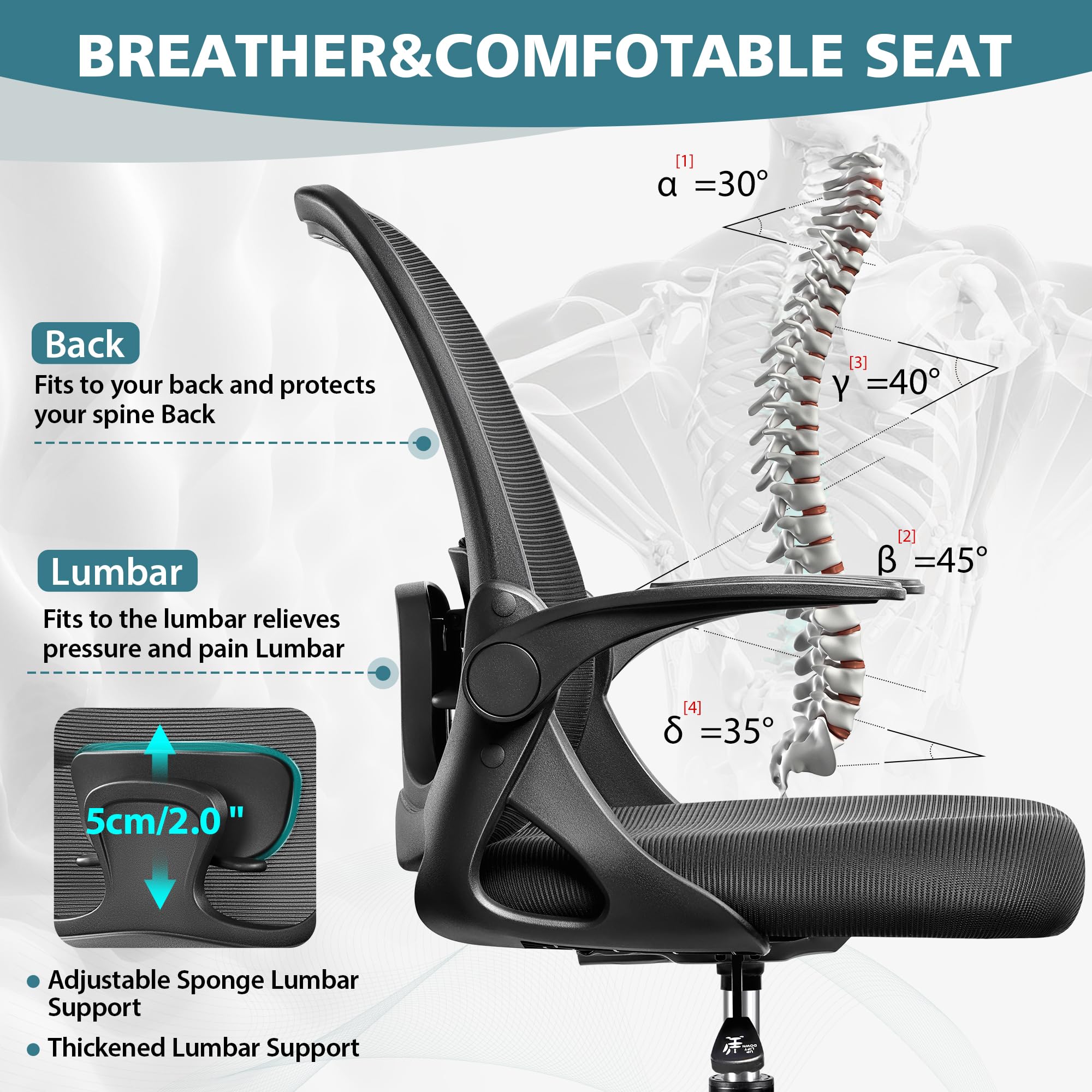 Winrise Drafting Chair Tall Office Chair Ergonomic Desk Chairs with Lumbar Support and Flip-up Armrests, Adjustable Height Comfy Computer Chair with Swivel Task and Adjustable Foot Ring(Black)