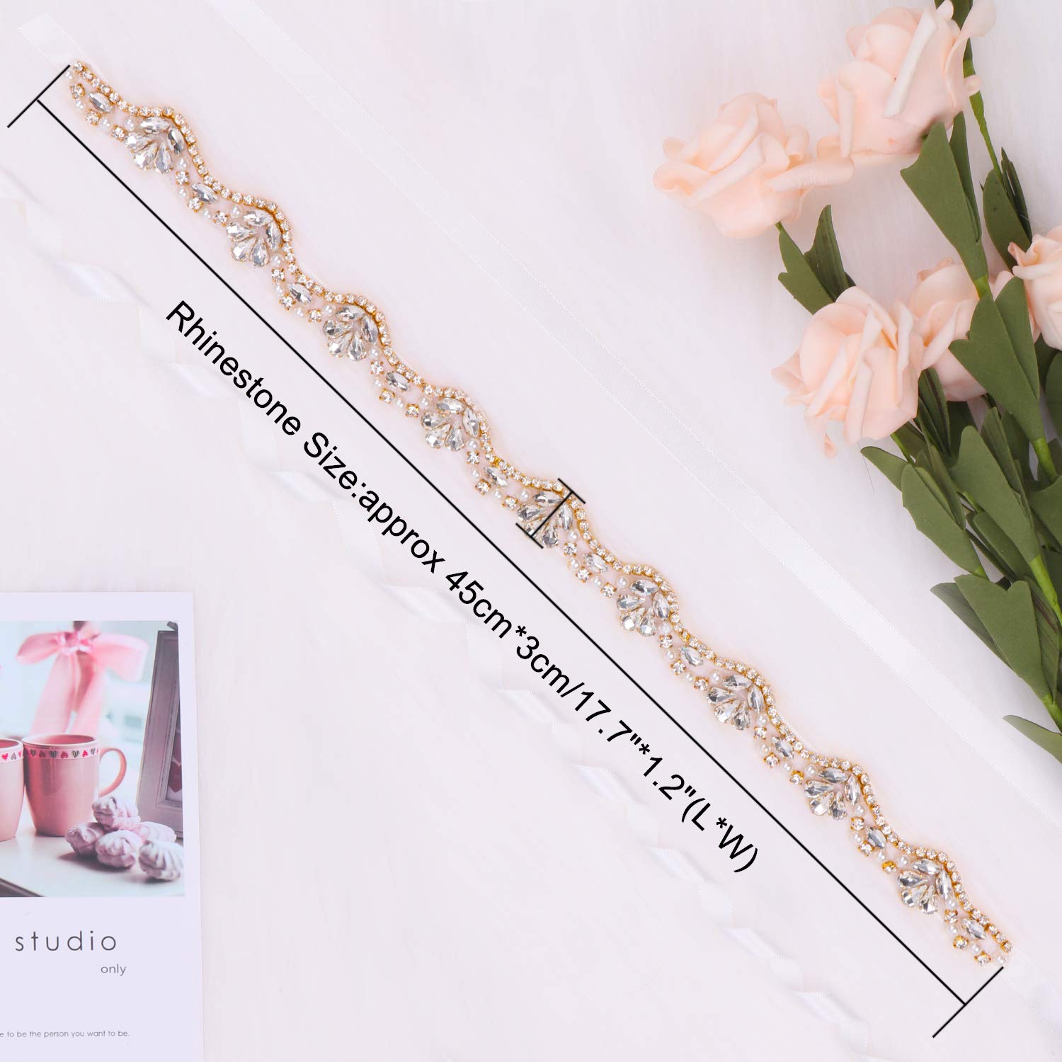 Tendaisy Women's Crystal Bridal Belt Rhinestone Pearls Sashes Wedding Belts for Gowns(Silver-White)