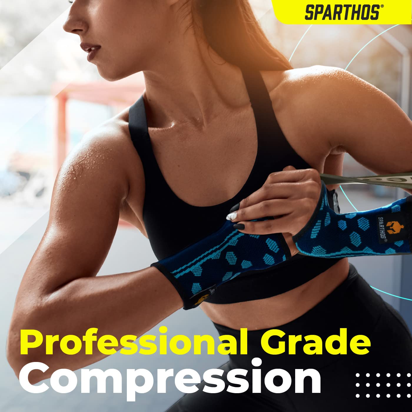Sparthos Wrist Support Sleeves (Pair) β Medical Compression for Carpal Tunnel and Wrist Pain Relief β Wrist Brace for Men and Women (Medium, Midnight Black)