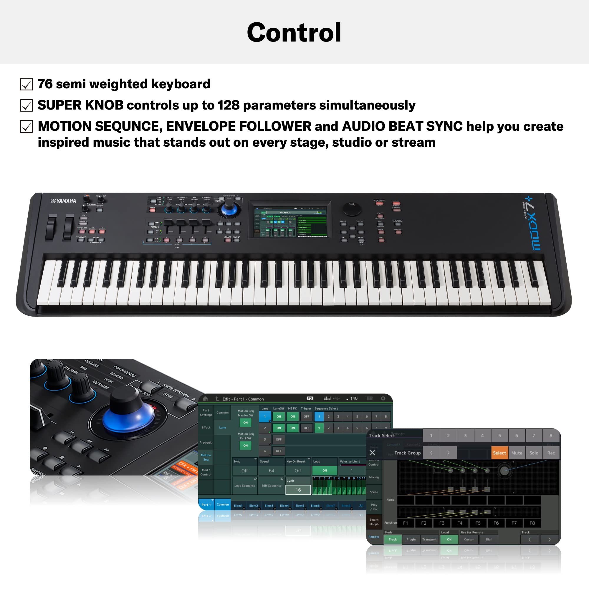 Yamaha MODX7+ 76-Key Synthesizer Workstation + FC4A Assignable Piano Sustain Foot Pedal Bundle, Black