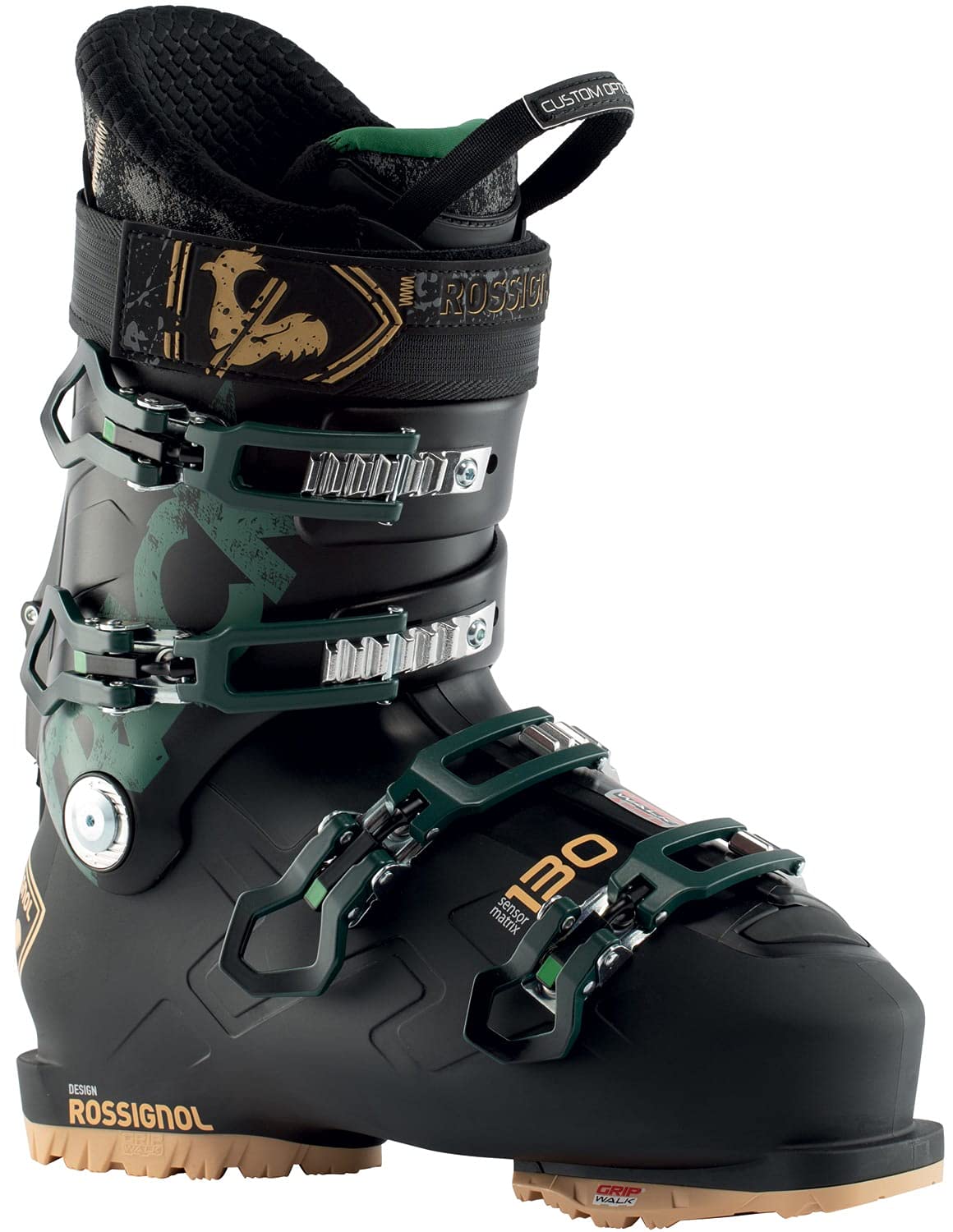 Rossignol Track 130 GW Mens Ski Boots Black Green 9.5 (27.5)
