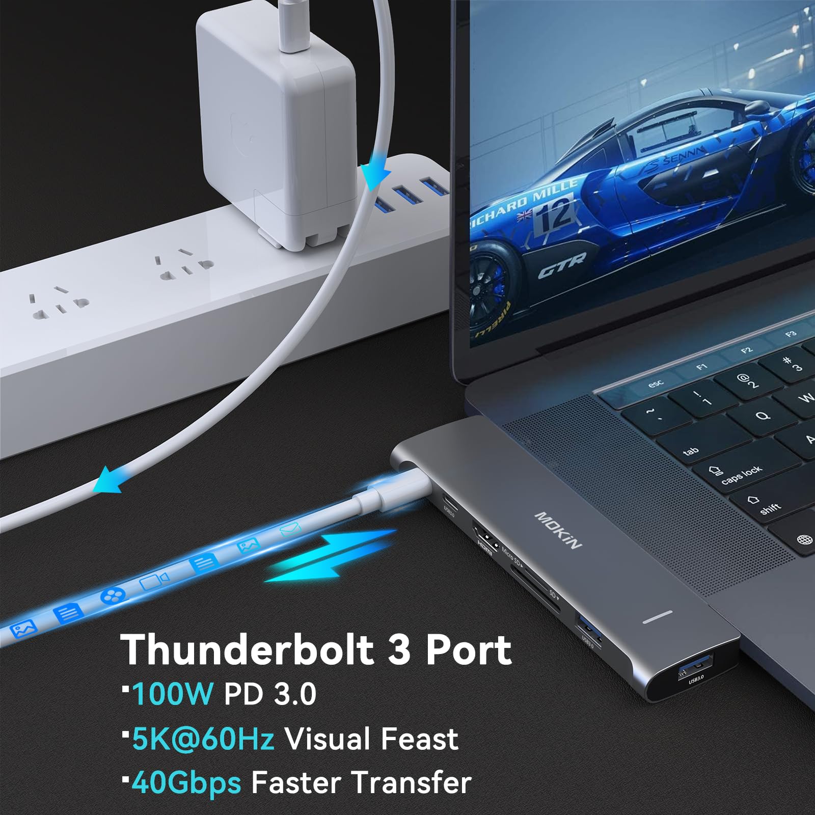 USB C Adapter for MacBook Pro 2022 2021 2020, MacBook Pro USB Adapter, 7 in 2 MacBook Pro Accessories for MacBook Pro/Air M1M2, Mac Dongle with 4K HDMI, 2 USB 3.0, TF/SD, USB-C 100W and Thunderbolt 3