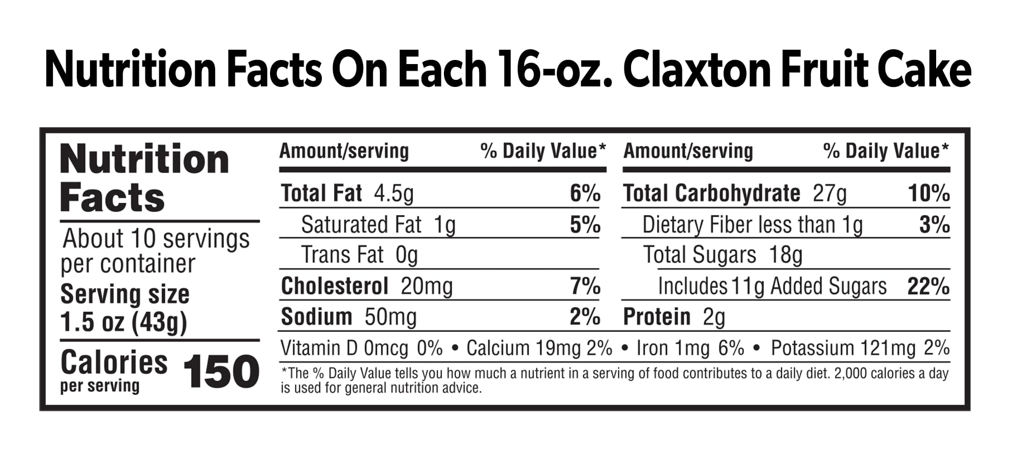 Old Fashion Claxton Fruit Cake - 3-1 Lb. Size - Regular Recipe