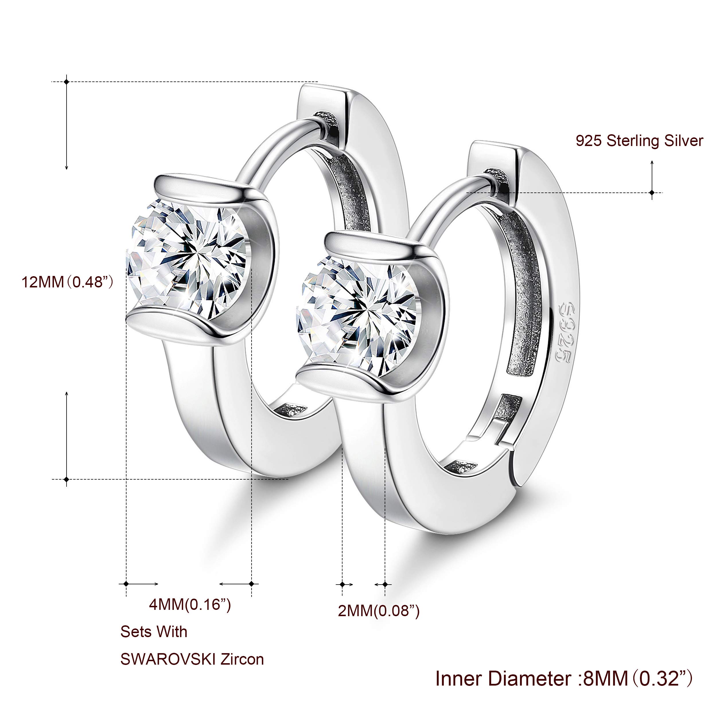 Sllaiss Sterling Silver Hoop Earrings for Women Small Silver Hoop Earrings Hypoallergenic Earrings