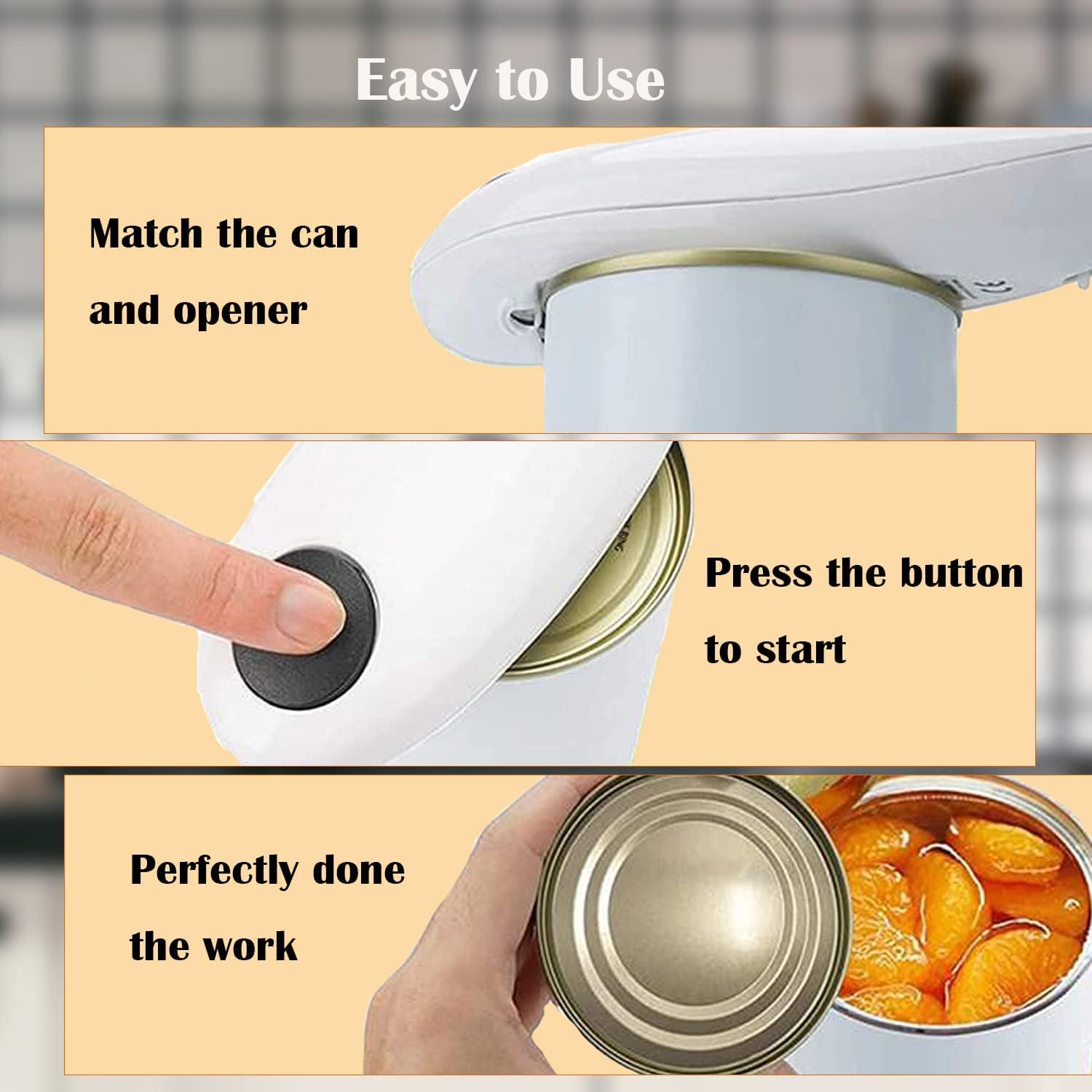 One-Touch Switch Can Opener, Electric Can Opener, Safe Smooth No Sharp Edges Can Opener for Almost Size Can, Can Opener Electric Best Kitchen Gadgets for Chefs, Arthritis and Seniors