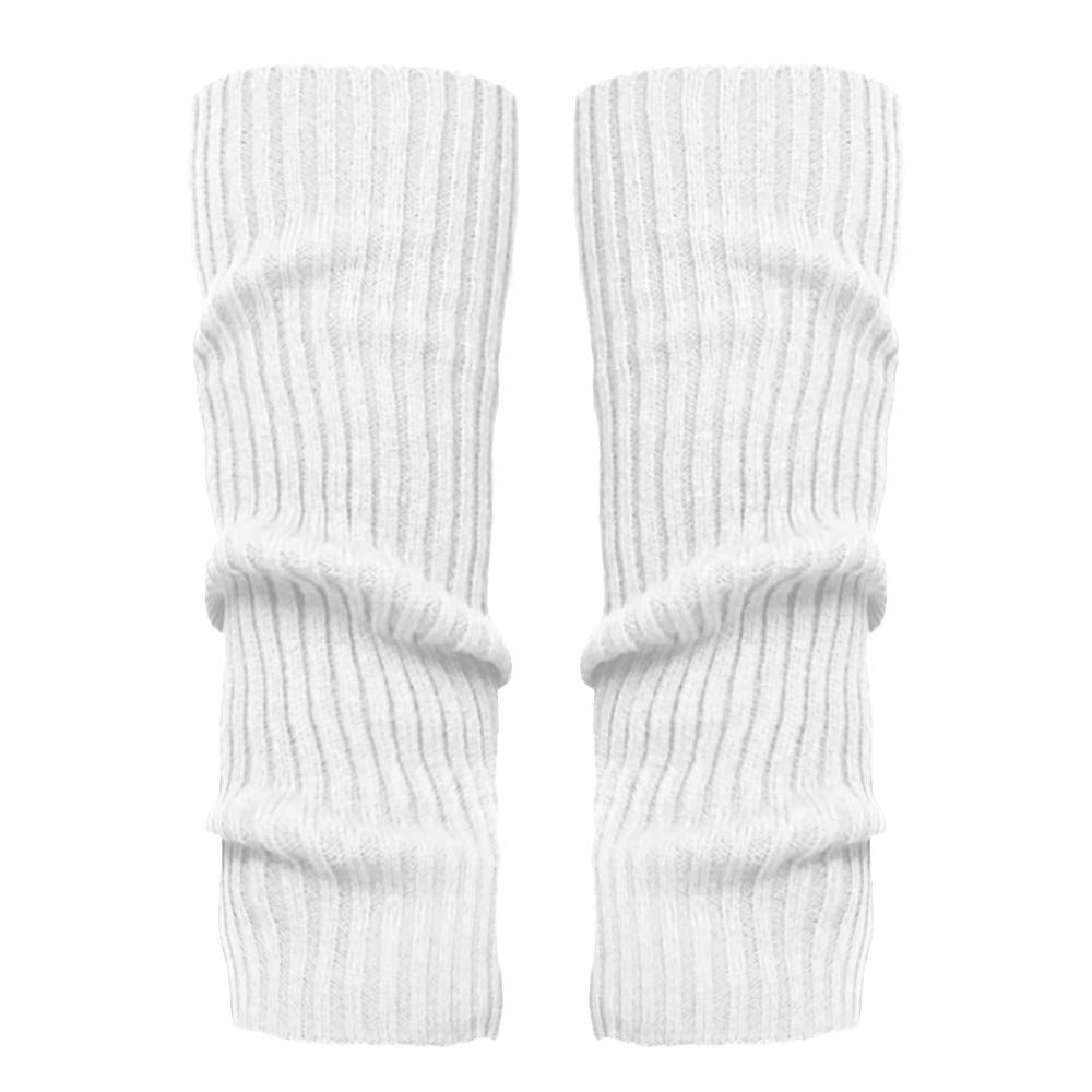 SUNTRADE 2 Pair Leg Warmers,Women Girls Boots Cuff Warmer Ribbed Stretch Knee Leg Socks (Black+White)