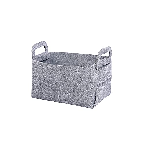 Storage Basket Felt bag,Closet Storage Bins Convenien with Handles Storage Box Collapsible & Convenient Box Organizer for Office Bedroom Closet Babies Nursery Toys Laundry Organizing (Light Grey)