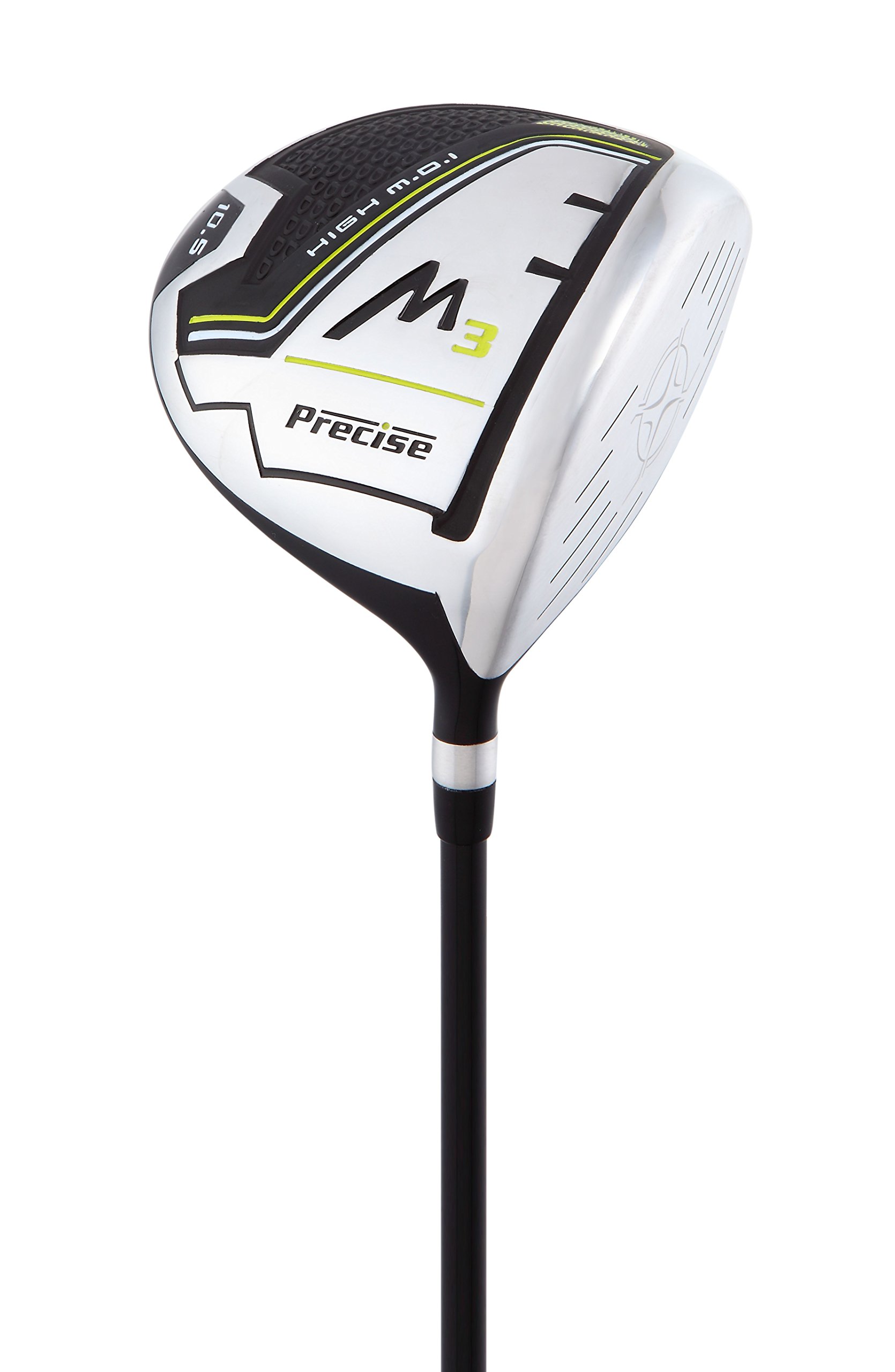 Precise M3 Tall Men's Right Handed Complete Golf Club Set (6'1" to 6'4") Include: 460cc Driver, 3 Wood, 21* Hybrid, 6-9 Irons, Pitching Wedge, Putter, Deluxe Stand Bag & 3 Headcovers, Black Lime