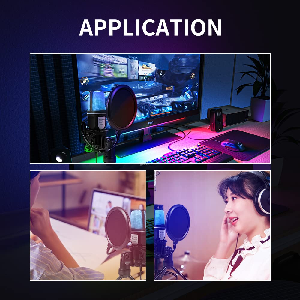 YANMAI USB Microphone, PC Microphone for Podcast Streaming, Gaming Microphone, Condenser Microphone for YouTube Recording Windows Computer Microphone for Desktop External Microphone for Laptop -Black