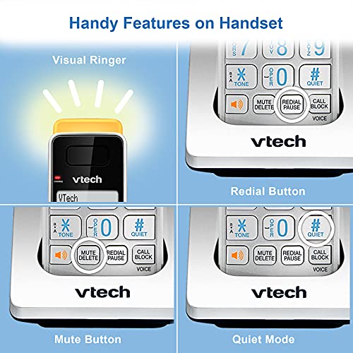 VTech IS8121-4 Super Long Range up to 2300 Feet DECT 6.0 Bluetooth 4 Handset Cordless Phone for Home with Answering Machine, Call Blocking, Connect to Cell, Intercom and Expandable to 5 Handsets