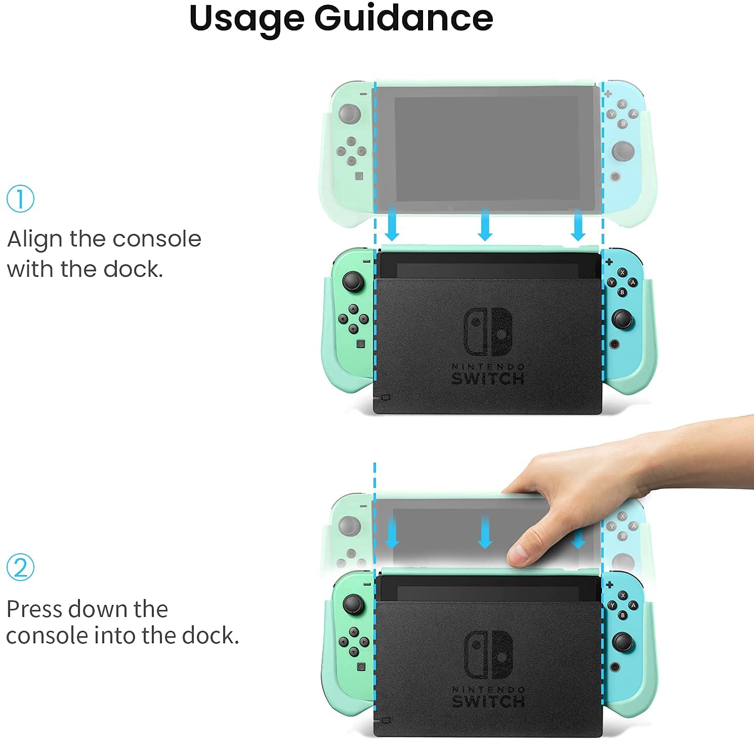 tomtoc Protective Case for Nintendo Switch, TPU Dockable Grip Case with 2 Game Cards Slots, Shock-Absorption and Anti-Scratch Split Cover