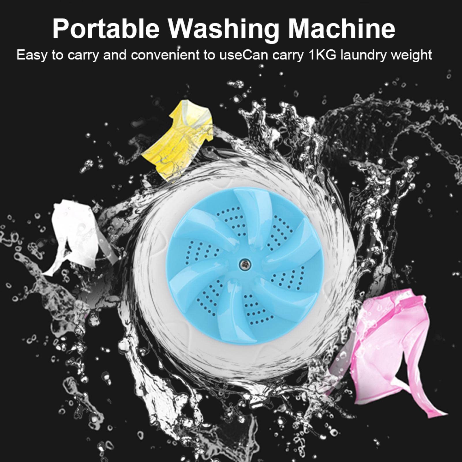 USB Mini Ultrasonic Washing Machine Turbine Cleaner Portable for Washing Machine Multifunction Travel Washing Device Tool for Clothes Fruit Vegetable Underwear Socks(Blue)