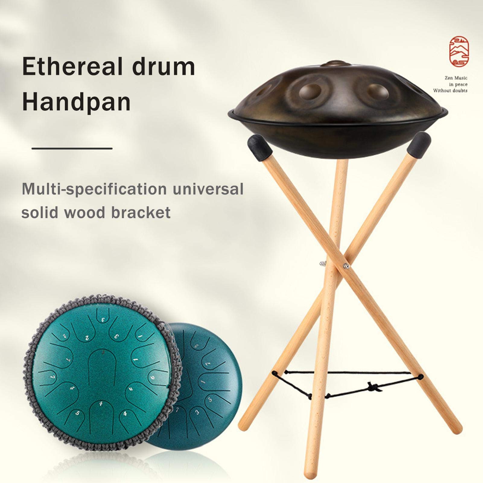 Xinrimoy Steel Tongue Drum Stand, Adjustable Solid Wood Steel Drum Tripod Base, Drum Rack Ideal for 10 to 22 Inch Drum Percussion Instrument