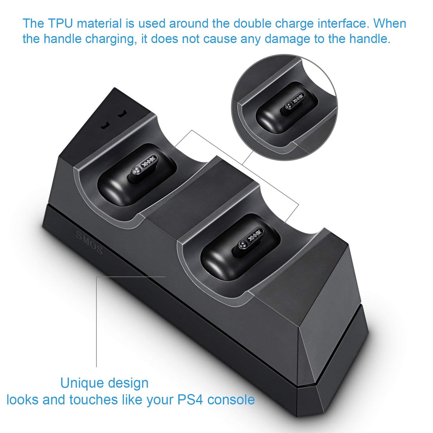PS4 Controller Charger, Megadream Fast USB Charging Docking Station Solid Stand for Sony Playstation DualShock 4 PS4, PS4 Pro, PS4 Slim β Charge from Bottom Controller More Protective & Safer β Black