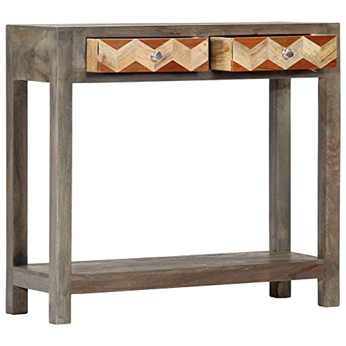 QJBSAVVA Console Table Gray 33.9"x11.8"x29.9" Solid Mango Wood,Large Space Dresser Entry Tables Narrow end Table Couch Table Suitable for Home, Office, Bedroom, Meeting Room
