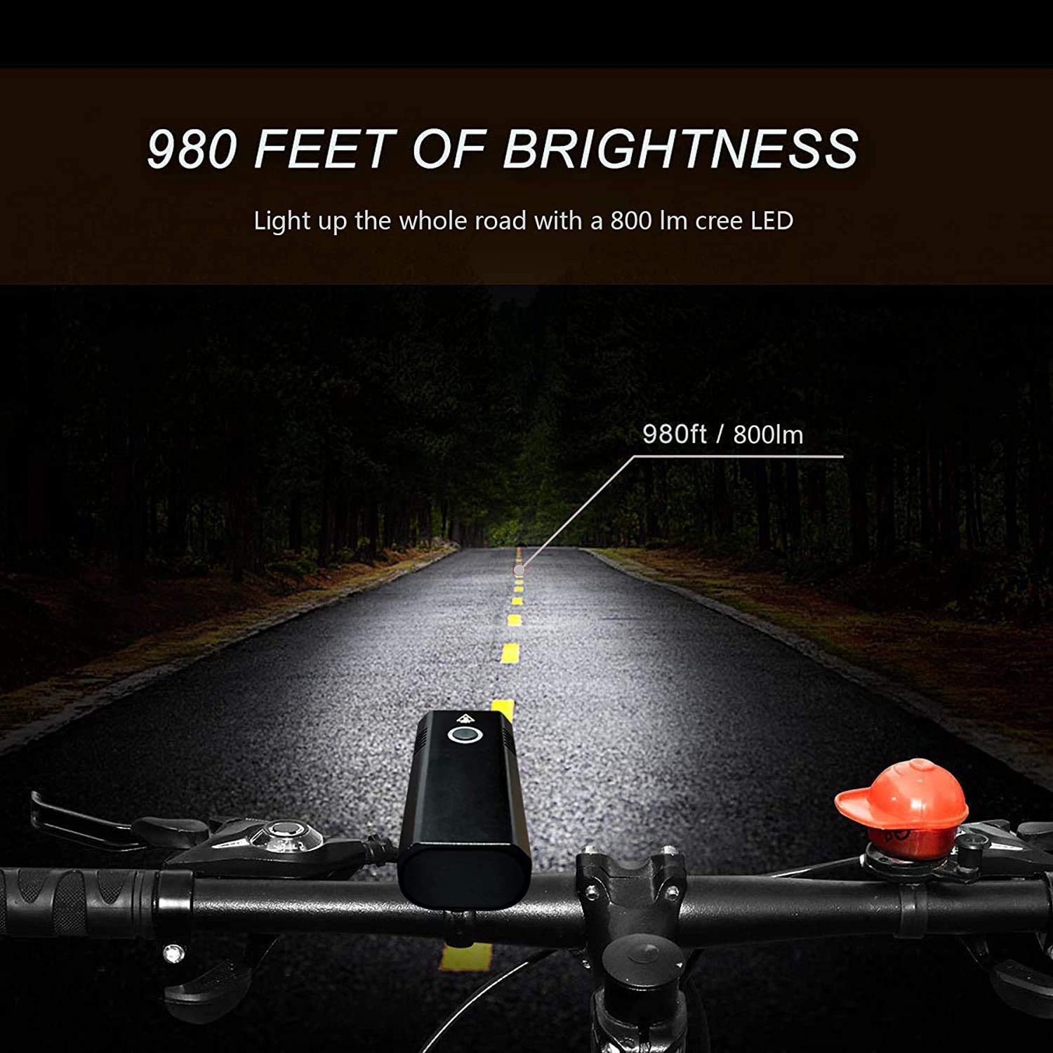 USB Rechargeable 2 LED Bike Lights Set, Super Bright Front and Back Rear Bicycle Light Combo, IPX5 Waterproof 800LM Cycling Light, Mountain Road Helmet Cycle Headlight and Taillight Set (5 Modes)
