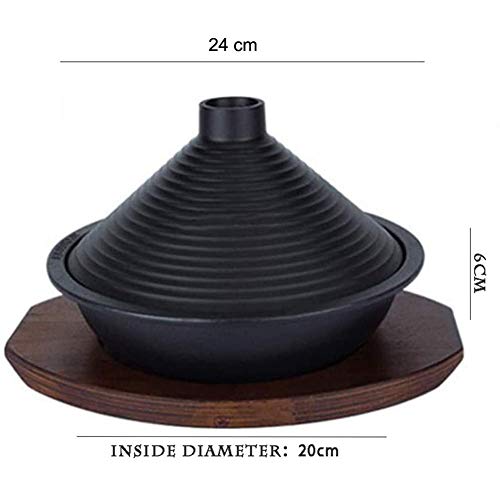XDJ Cast Iron Taji Pot, Tagine Cast Iron with Aluminum Alloy Lid, Tajine Cooking Slow Cooker, Smoke-Free Non-Stick Cookware Saucepan, for Most Open Flame Cookware