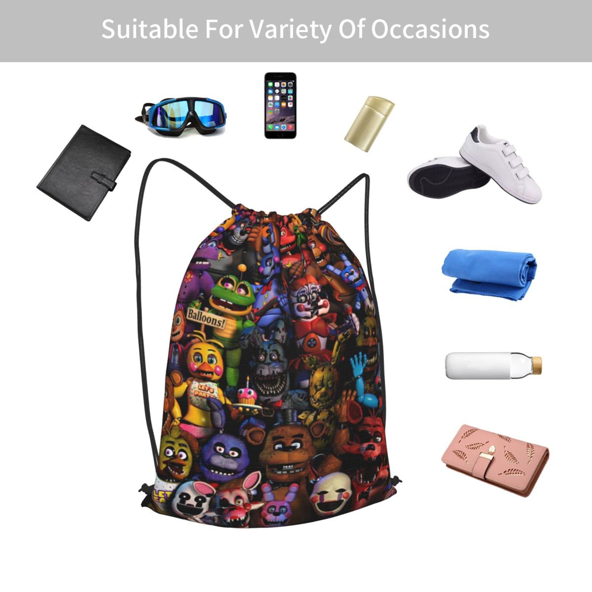Zulsdeoi Midnight Horror Bear Drawstring Bag Gift Set Including Drawstring Backpack/necklace/50Pcs Stickers