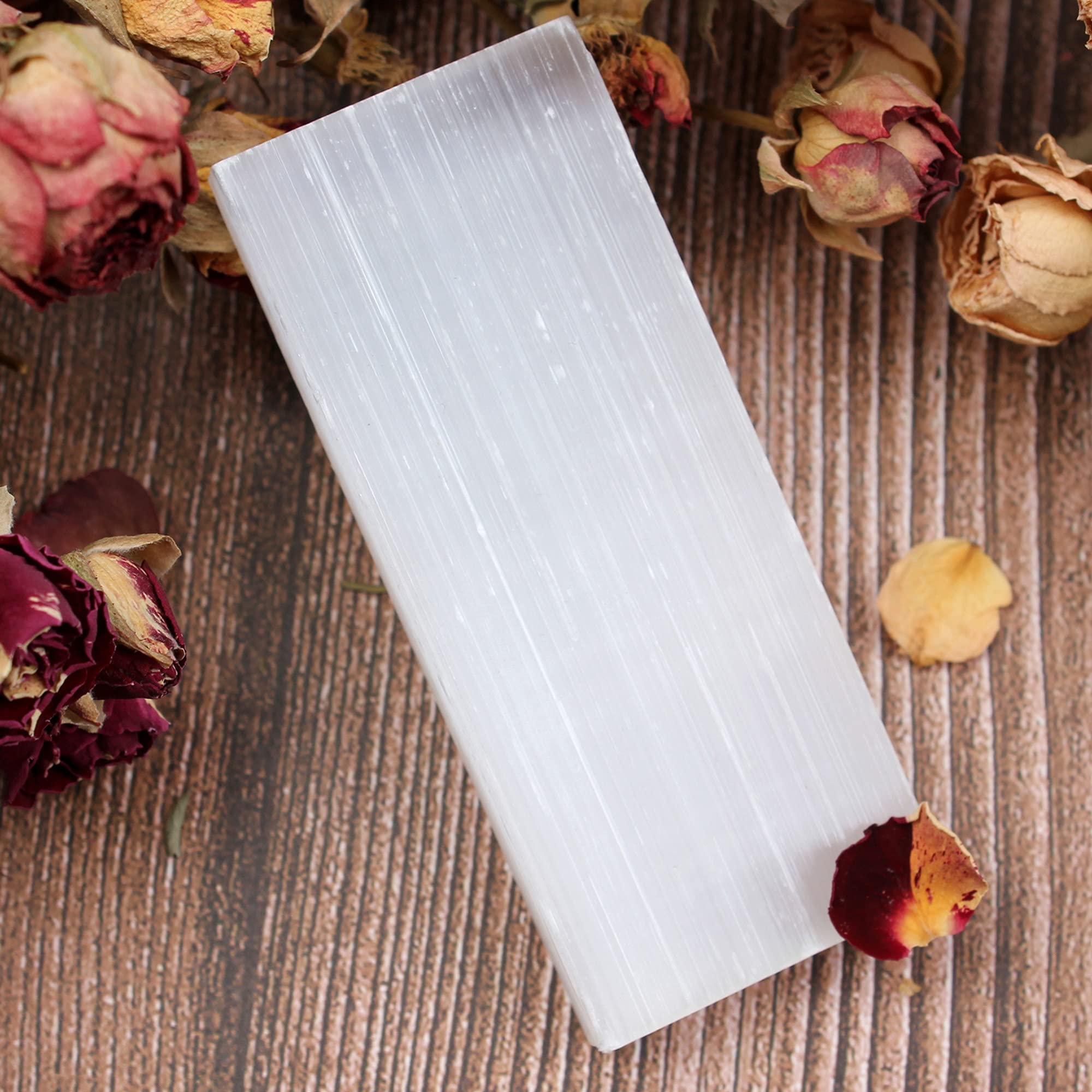vuUUuv Natural Selenite Sticks for Cleansing Energy，Healing Crystals，Radiation Protection，Protection Grids (White)
