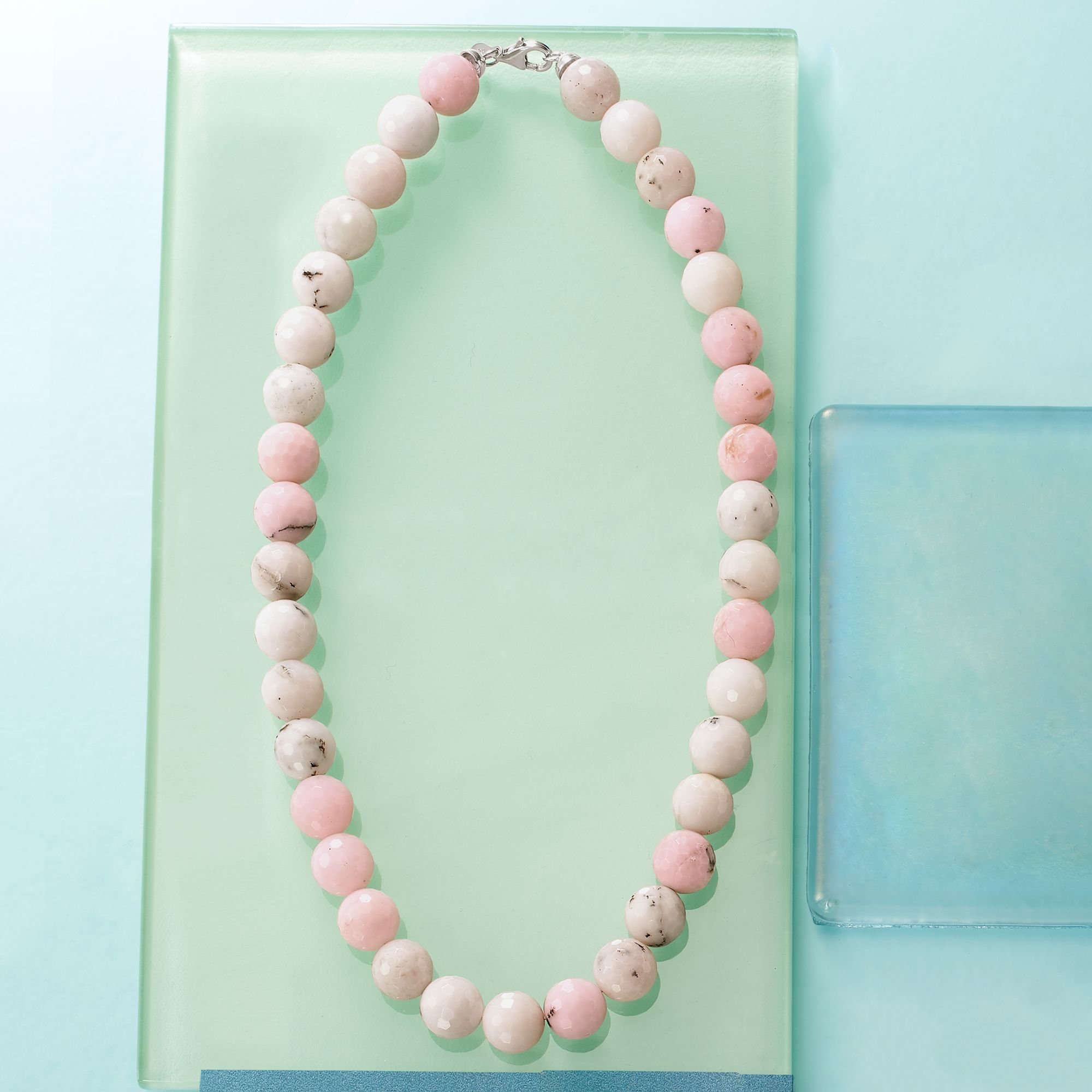 Ross-Simons 12mm Pastel Pink Opal Bead Necklace With Sterling Silver. 18 inches