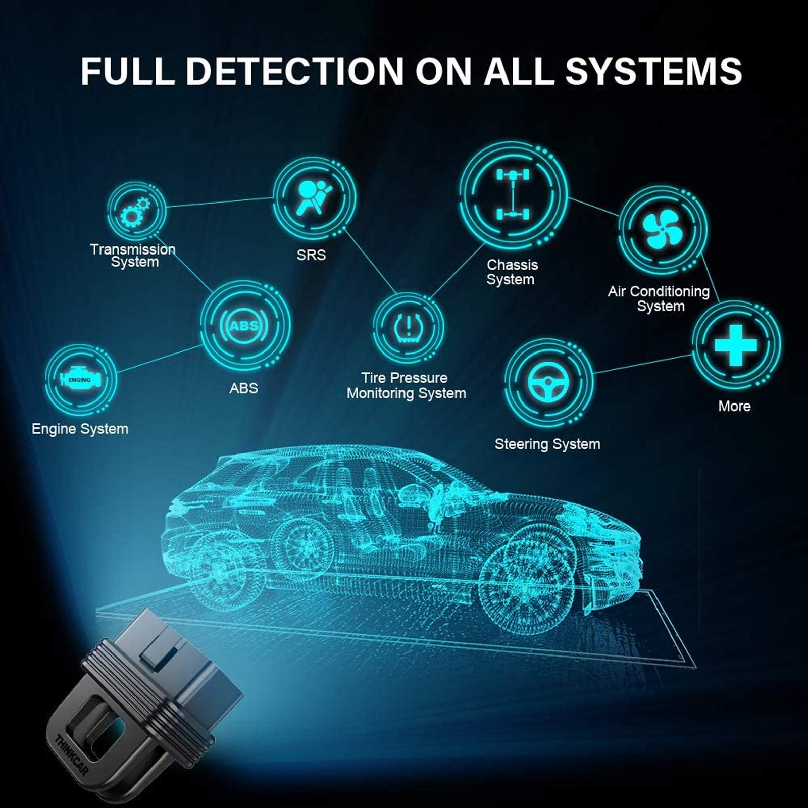 thinkcar 1S Bluetooth OBD2 Scanner, Enhanced Version with Full Systems Diagnoses and 10 OBD2 Functions, Ideal Code Reader for All Vehicles