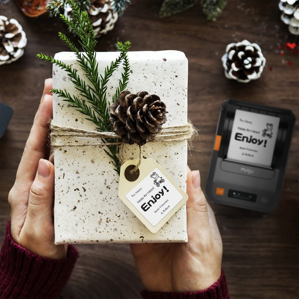 PUQU AQ20 Label Maker - Portable Label Maker Bluetooth Wireless Thermal Label Printer for Clothing, Jewelry, Retail, Cable, Mailing, Barcode and More, Compatible with Android & iOS System, Black