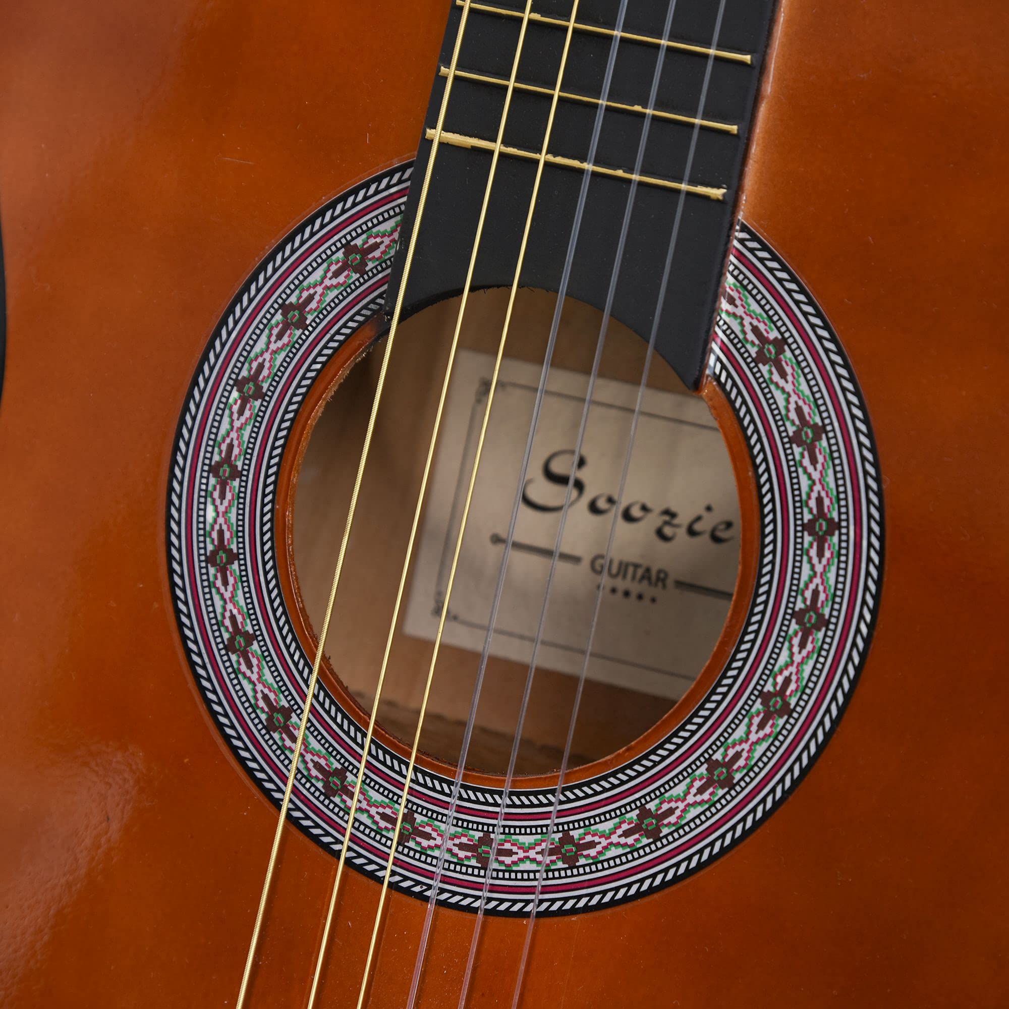 Soozier 36" Classical Guitar Birch Wood Guitar Set with Special Storage Bag for Child Beginners, Coffee