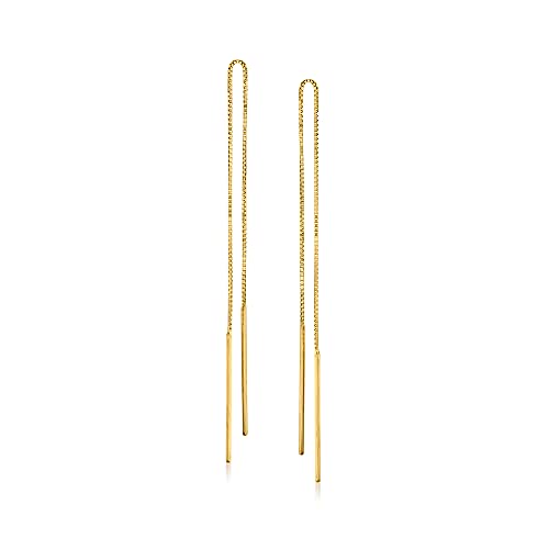 Ross-Simons 14kt Yellow Gold Linear Bar Drop Threader Earrings