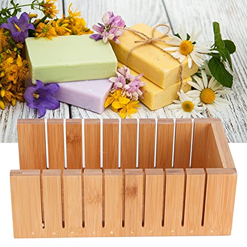 Soap Cutter, Soap Cutting Box with Straight Wavy Stainless Steel Knife, Sturdy Durable Wooden Soap Making Kit for Cutting Cakes Muffin Biscuits
