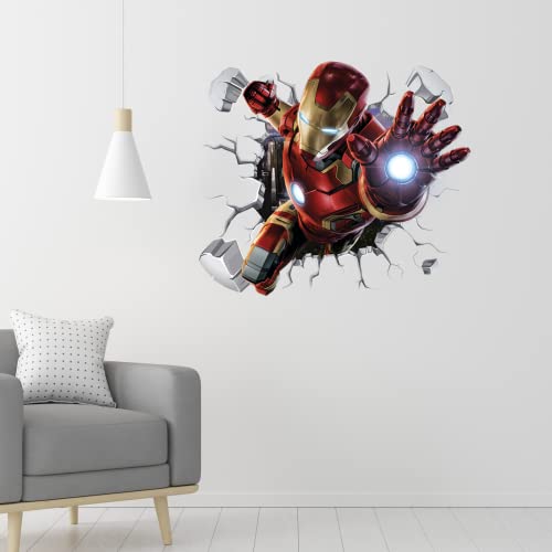 Superhero Wall Decals 3D Realistic Cool Wall Sticker Water Proof Self-Adhesive Vinyl for Boys Bedroom Bathroom Nursery Decoration Gift Supplies(15.7inx19.7in)
