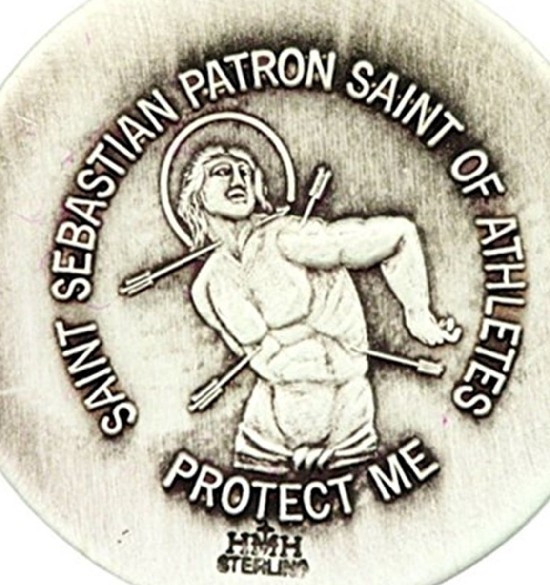 Religious Gifts Sterling Silver Soccer Medal with Saint Sebastian Protect This Athlete Back, 1 Inch