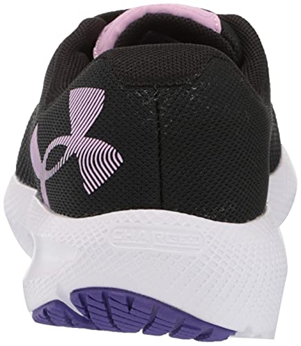 Under Armour Womens Grade School Charged Pursuit 2 Bl Running Shoe, Black/White, 5 Big Kid US