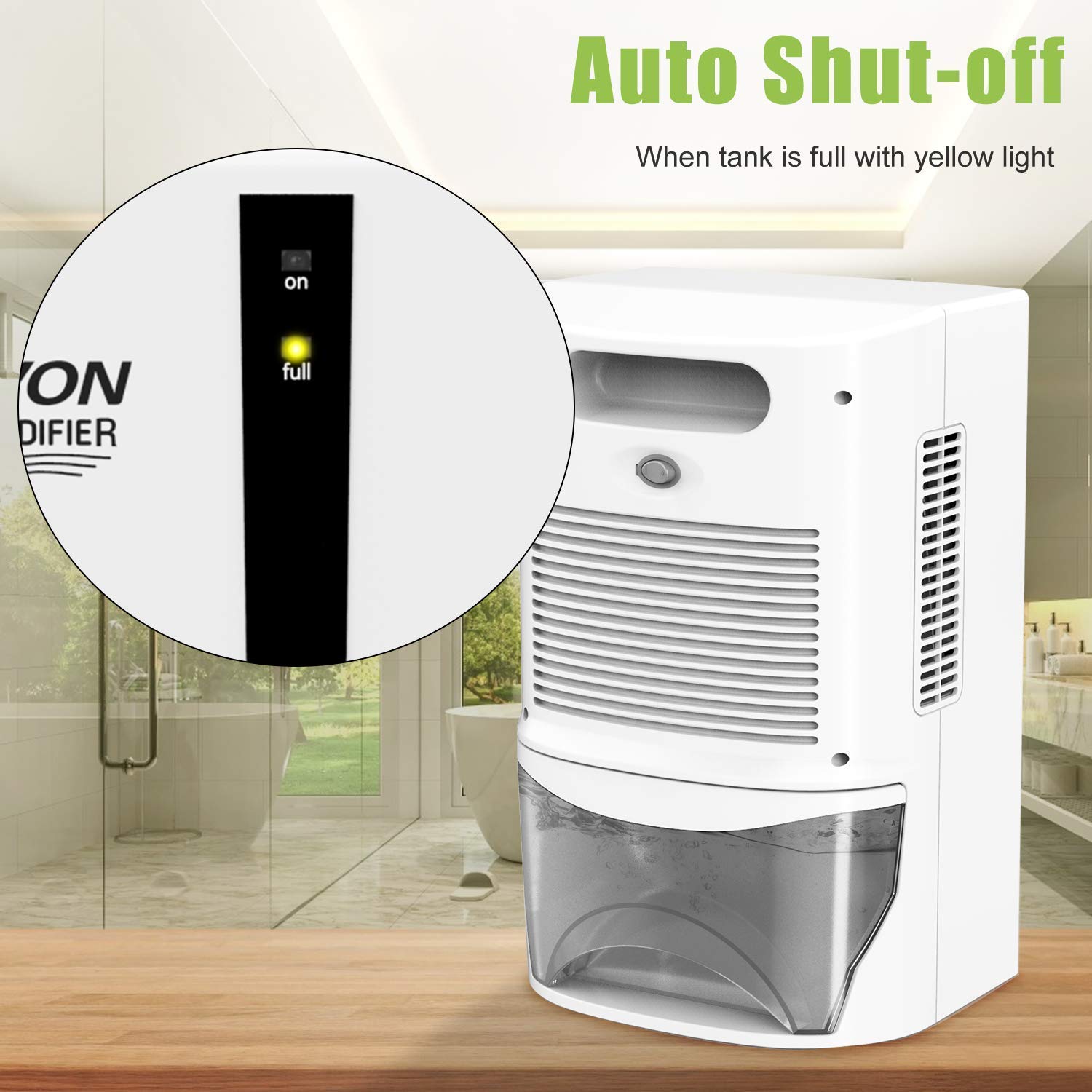 SEAVON Electric Dehumidifier, 2500 Cubic Feet(376 sq ft) for Home MD-898 2000ml (68 oz) Capacity, Quiet Safe Dehumidifiers for Basement, Bedroom, Bathroom, RV, Closet, Auto Shut Off
