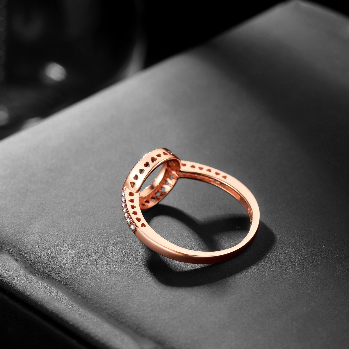 Presentski Halo Ring 925 Sterling Silver Rose Gold Plated with Cubic Zirconia Birthday Gift for Women