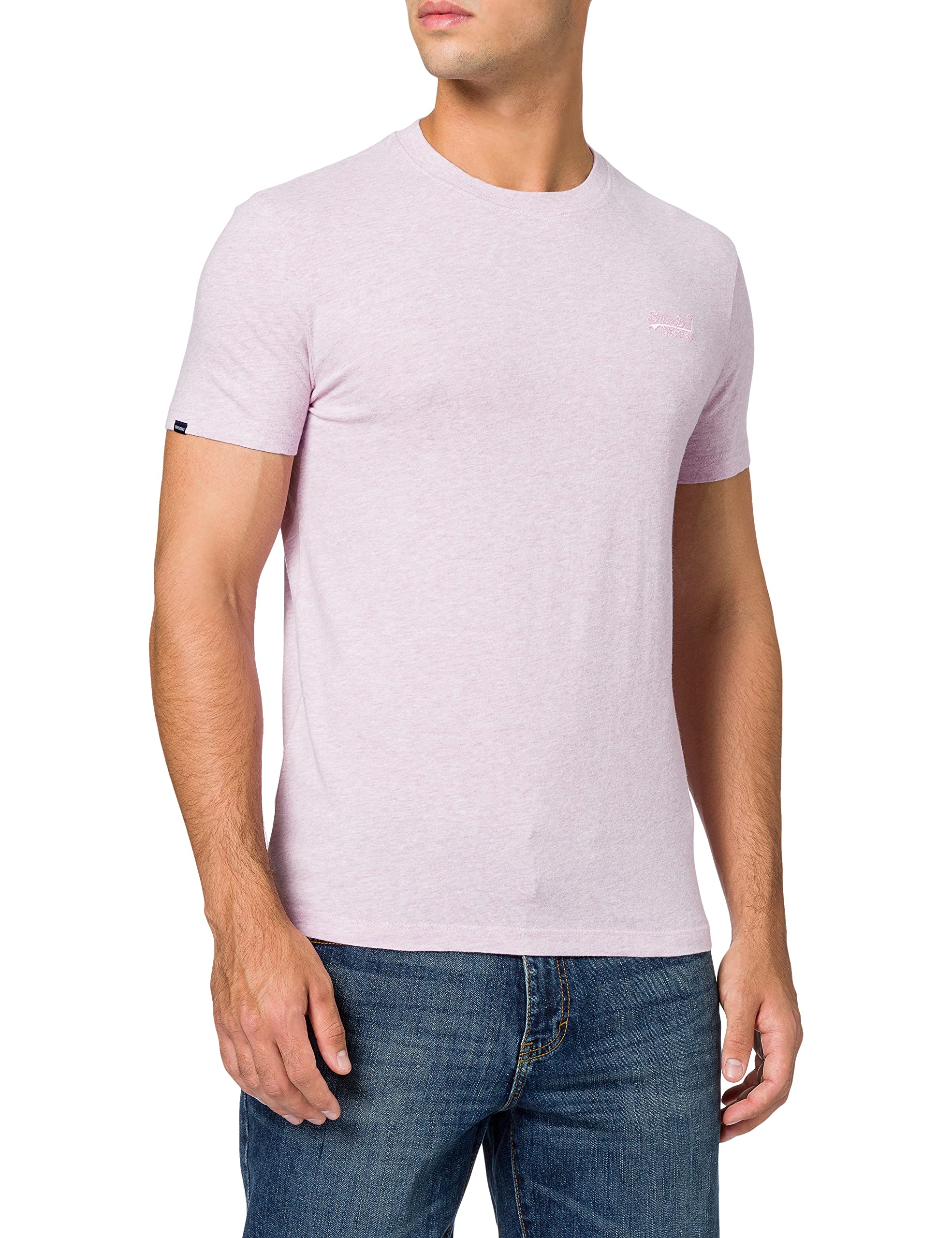 Superdry Mens Organic Cotton Essential Logo T-Shirt Pale Pink Marl Size XXL