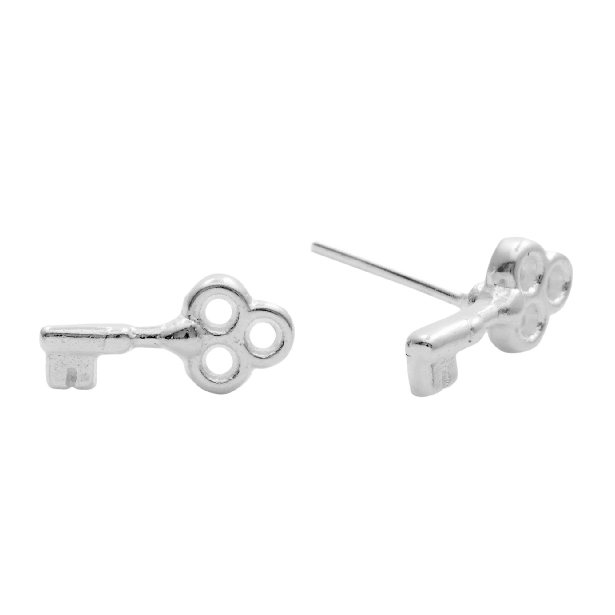 Silverly Women's 925 Sterling Silver Polished Cute Open Mini Key Stud stud earrings